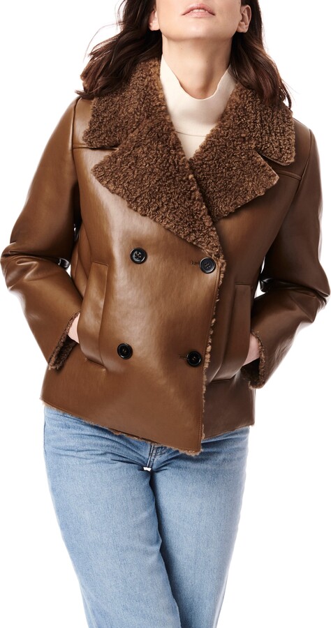 Bernardo Faux Shearling Double Breasted Coat - ShopStyle