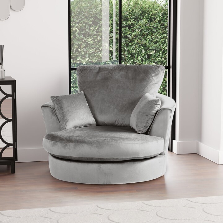 The Original Sofa Company Blake Soft Velvet Swivel Chair Grey - ShopStyle