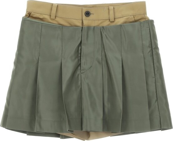 Sacai Pleated Layered Skort - ShopStyle Shorts