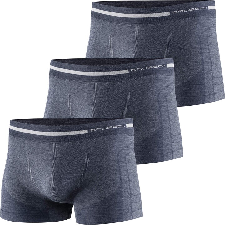 BRUBECK Pack of 3 Merino Men's Boxer Shorts Breathable Sports Underwear ...