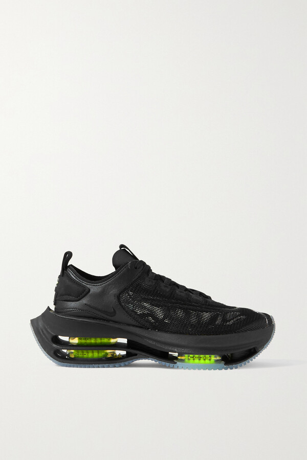 Nike Zoom Double Stack Nubuck-trimmed Mesh And Leather Sneakers - Black ...
