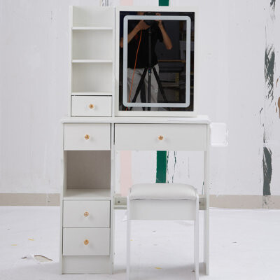 Latitude Run Small Size Left Drawer Desktop Vanity Table + Cushioned ...