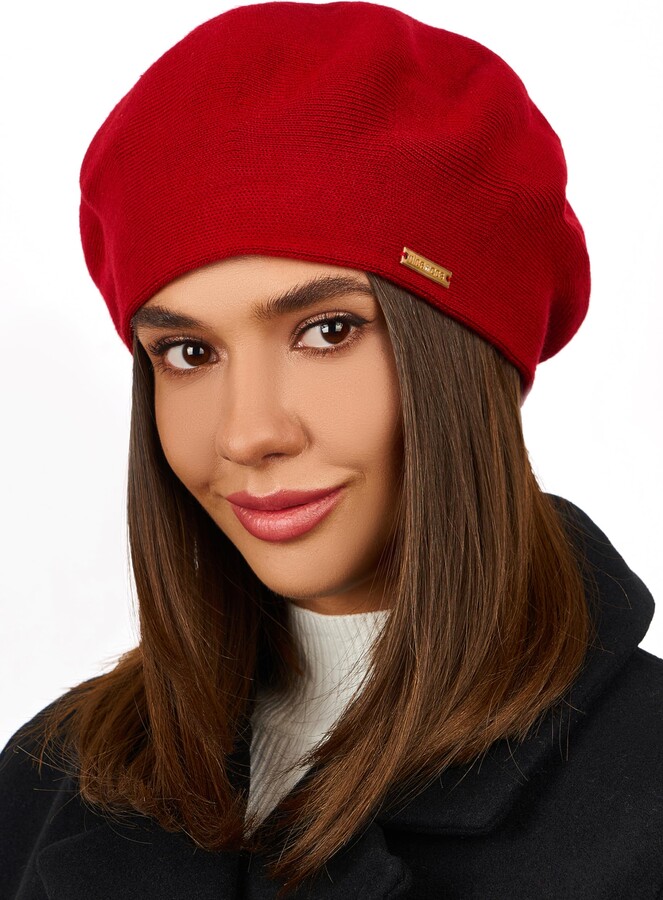 Braxton Hats Braxton Wool Beret Hat - Warm Lined Crochet Angora Knit ...
