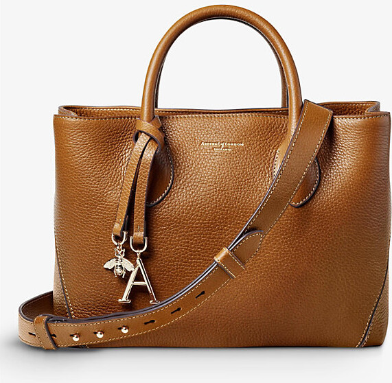 Aspinal of London Womens Tan London Midi Pebbled-leather Tote bag ...