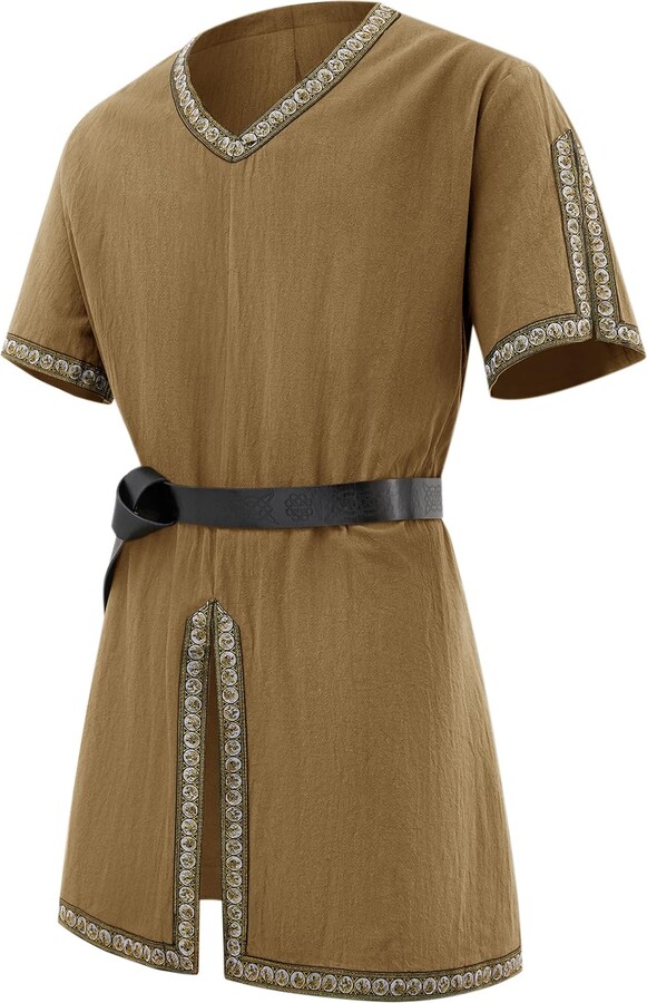 Runcati Mens Medieval Pirate Tunic Renaissance Viking Knight Costume ...