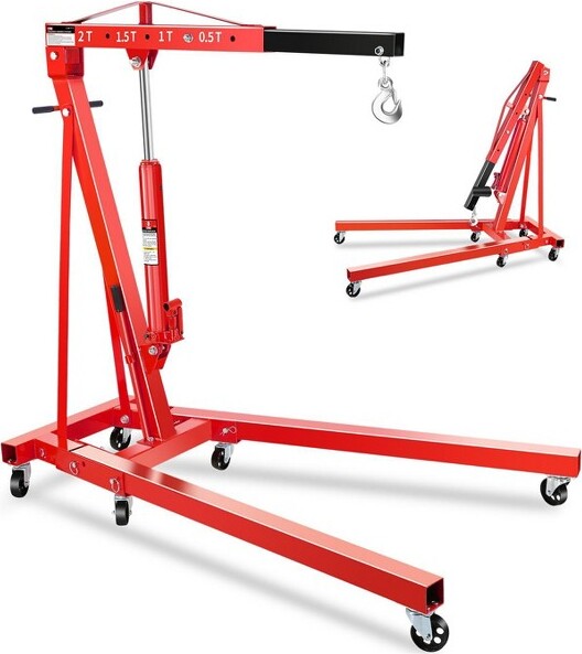 Garvee 2-TonFoldingEngineHoist,HydraulicShopCranewith6SwivelWheels ...