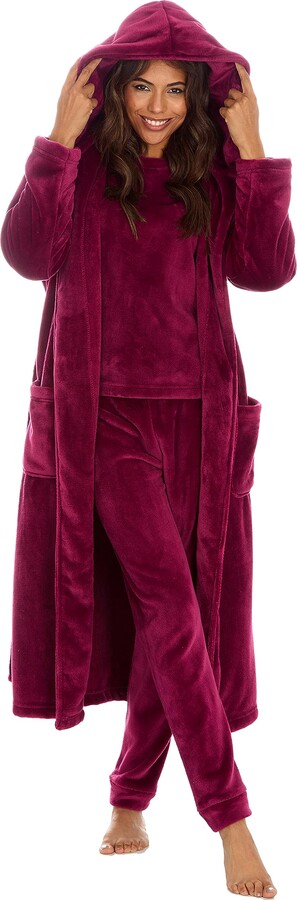 Metzuyan Ladies Matching Nightwear Loungwear Warm Plush Fleece Set ...