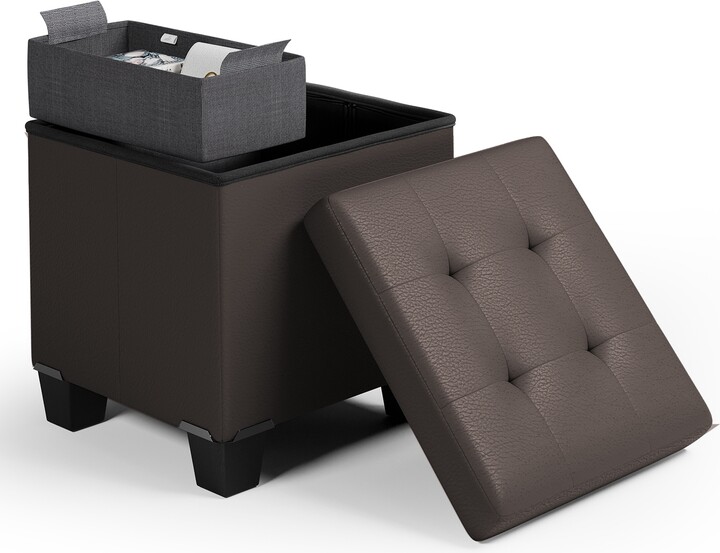 StorageBud Tuffted Folding Foot Rest Storage Ottoman Bench with Storage ...