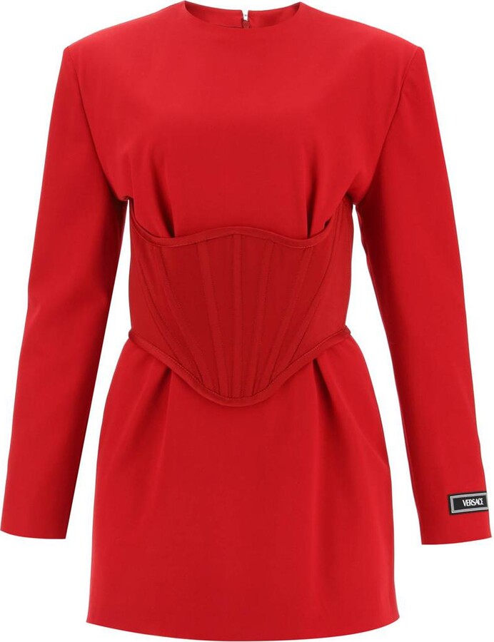 Versace mini wool dress with bustier detail - ShopStyle