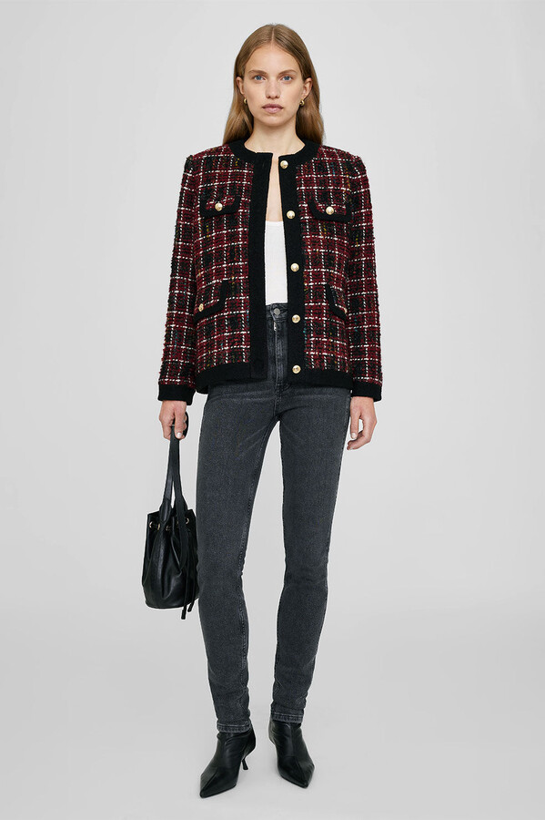 Anine Bing Lydia Jacket in Cherry Plaid - ShopStyle