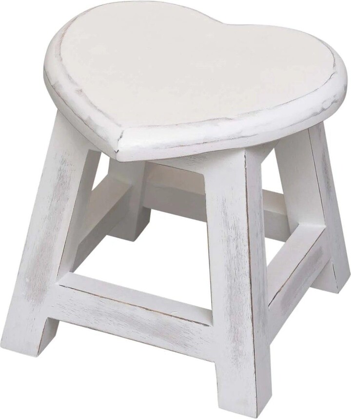 Melody Maison Small White Mango Wood Heart Stool - ShopStyle