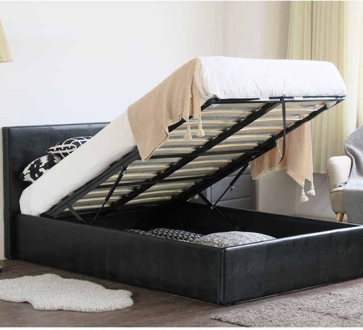 Modernique Ottoman Double Storage Bed Faux Leather with Gas Lift Up ...