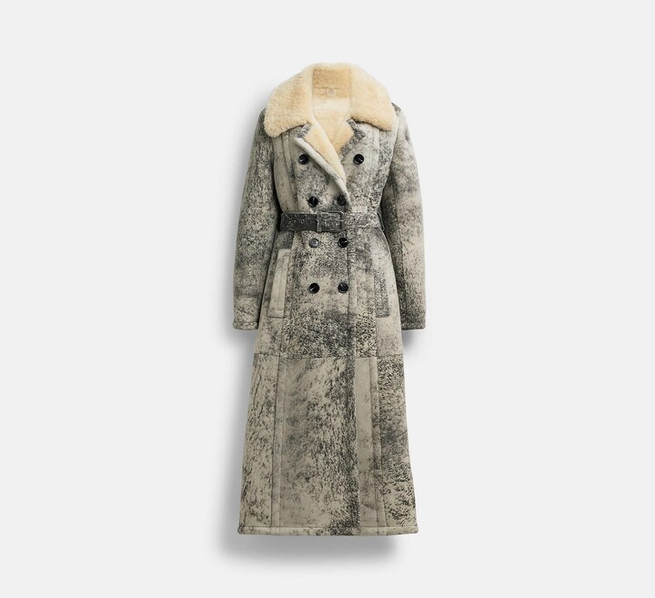 Coach Long Shearling Trench Coat - ShopStyle