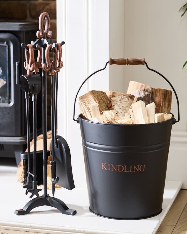 Dibor Traditional Fireside Freestanding 5pcs Copper Companion Set with ...