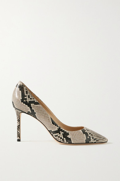 Jimmy Choo Romy 85 Snake-print Leather Pumps - Snake print - ShopStyle