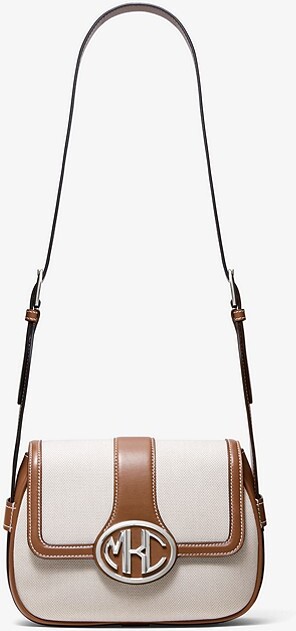 Michael Kors Monogramme Cotton Canvas and Leather Shoulder Bag - ShopStyle