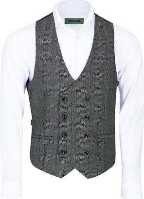 Xposed Tyler Men’s Tweed Waistcoat Retro 1920s Double Breasted ...