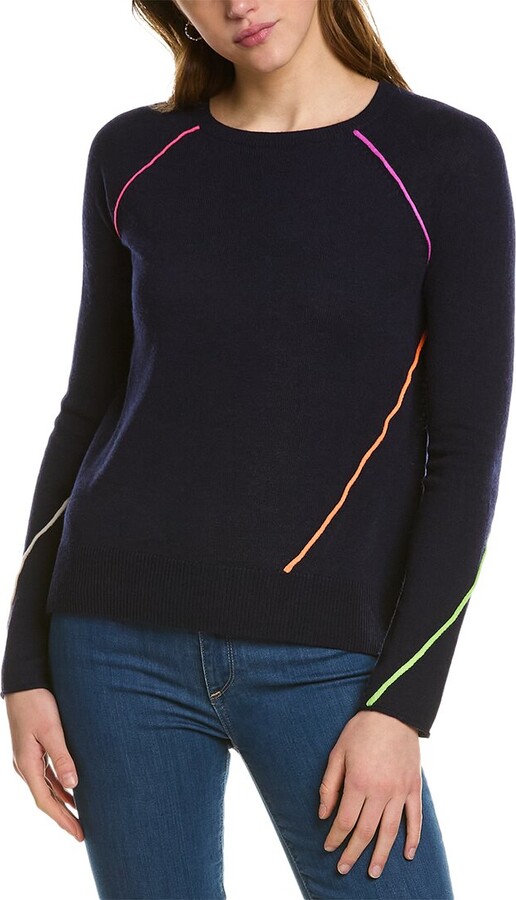 LISA TODD Neon Trim Wool & Cashmere-Blend Sweater - ShopStyle