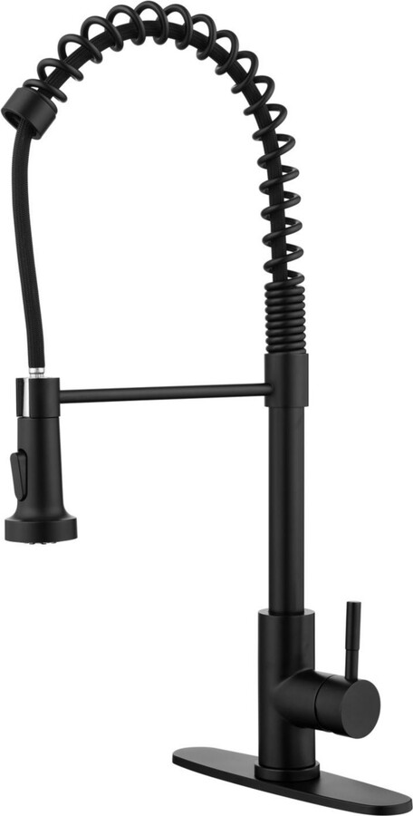 Simplie Fun Commercial Spring Kitchen Faucets Black with Pull Out ...