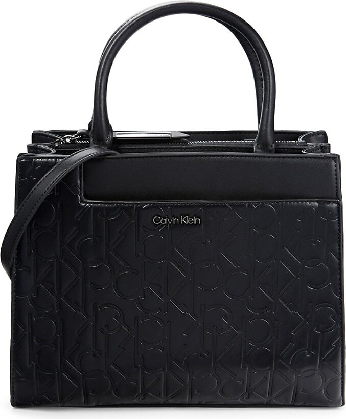 Calvin Klein Edie Logo Embossed Top Handle Bag - ShopStyle