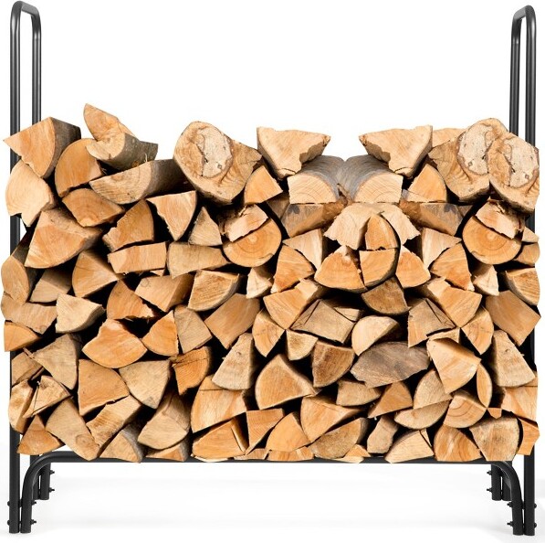 Tangkula Outdoor Firewood Log Rack Metal Lumber Piles Storage Holder ...