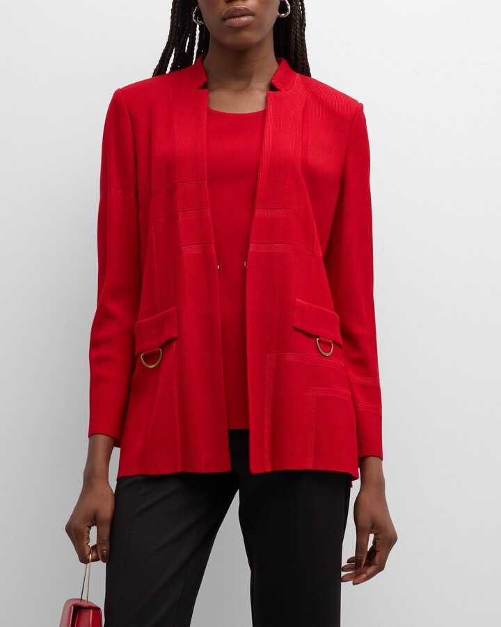 Misook Mandarin-Collar Tailored Knit Jacket - ShopStyle