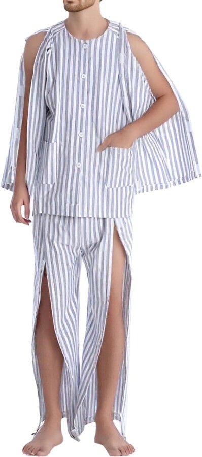 Caxndycing Rehab Suit Men's Long Tracksuit Full Open Side Press Stud ...