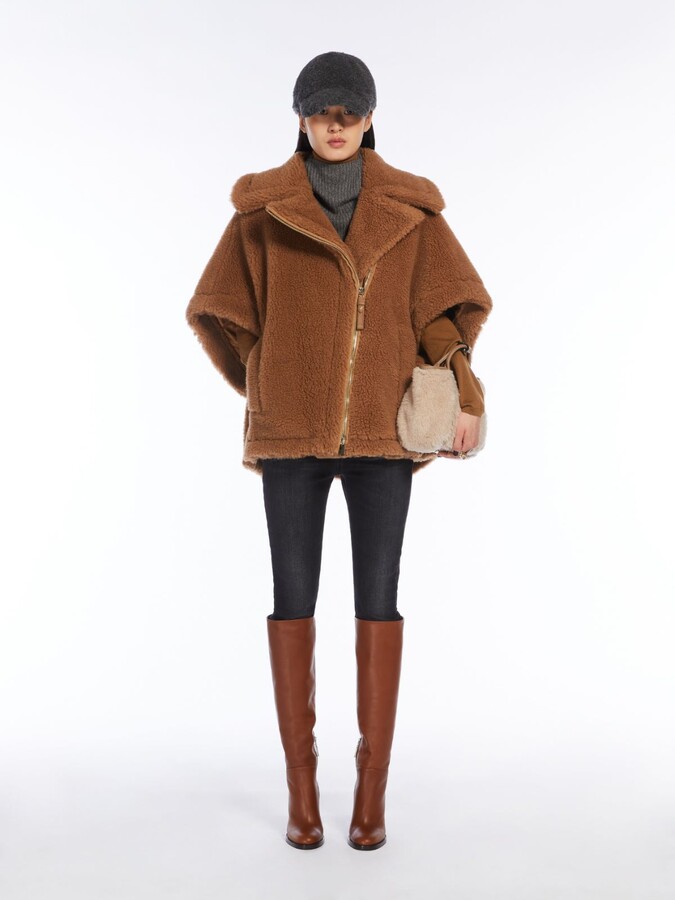Max Mara Biker jacket cape in Teddy fabric - ShopStyle