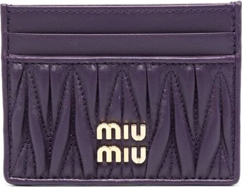 Miu Miu matelassé logo-plaque card holder - ShopStyle