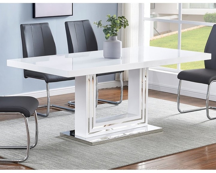 Best Master Furniture 71 Inch White Lacquer Modern Dining Table - ShopStyle
