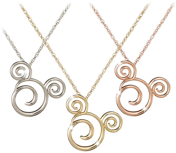 Disney Gold Swirled Icon Mickey Mouse Necklace 14K - ShopStyle