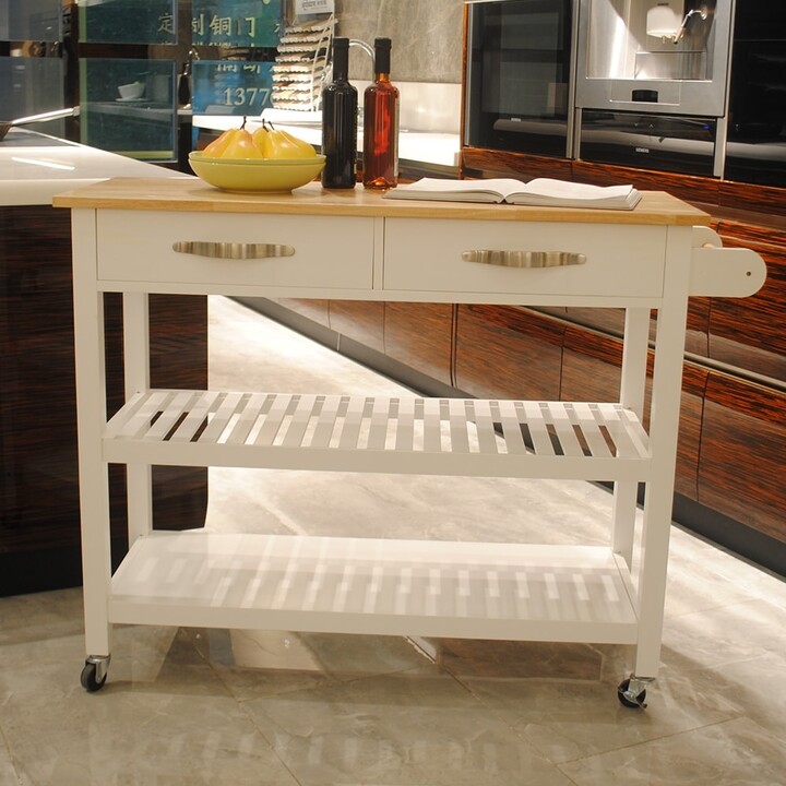 IGEMAN Mobile Kitchen Island with Two Lockable Wheels and Drawers ...