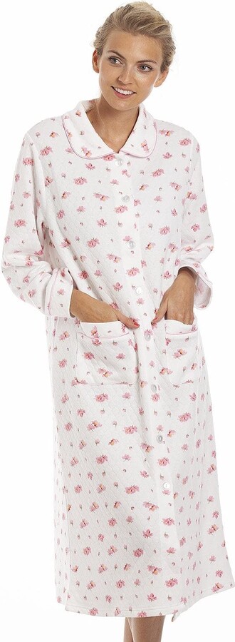 Camille Women's Super Soft Mock Quilted Housecoat - Floral Luxury ...