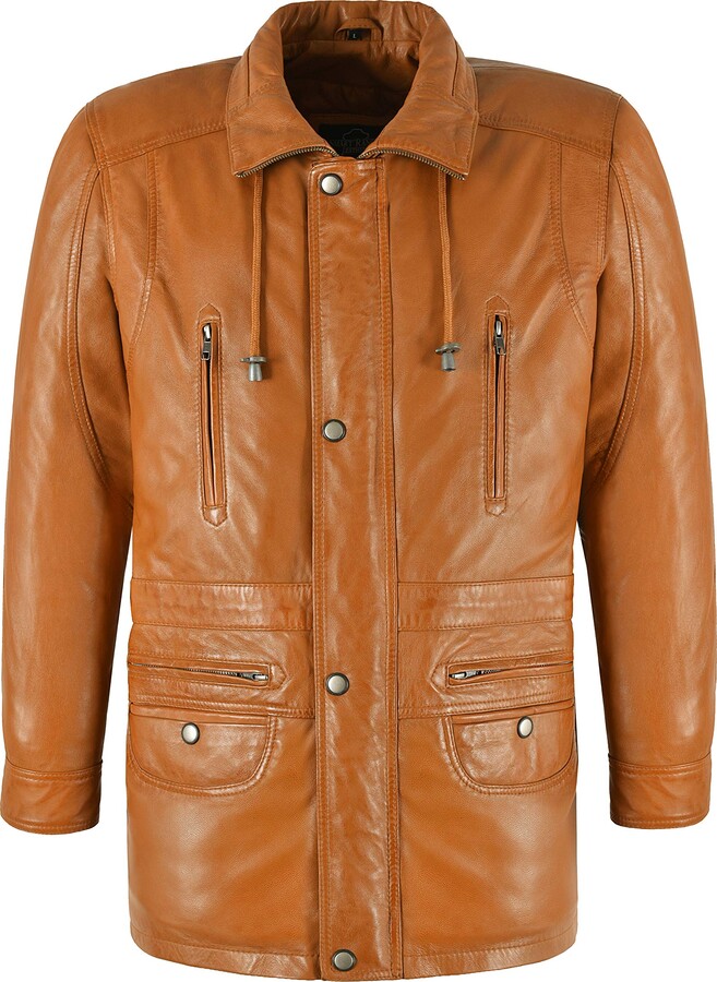 Smart Range Leather Men's Leather Car Coat Tan Soft Real Lambskin ...