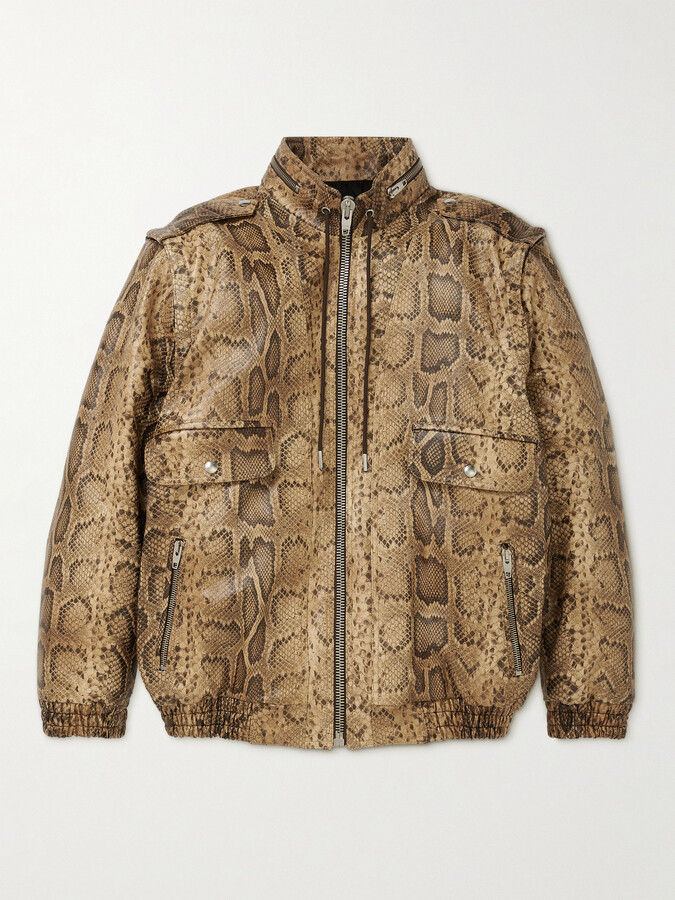 Celine Homme Convertible Zip-Detailed Snake-Effect Leather Jacket - ShopStyle