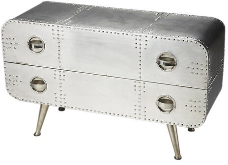 Priya Home Furniture Modern Midway Aviator Aluminum Rectangular Console ...