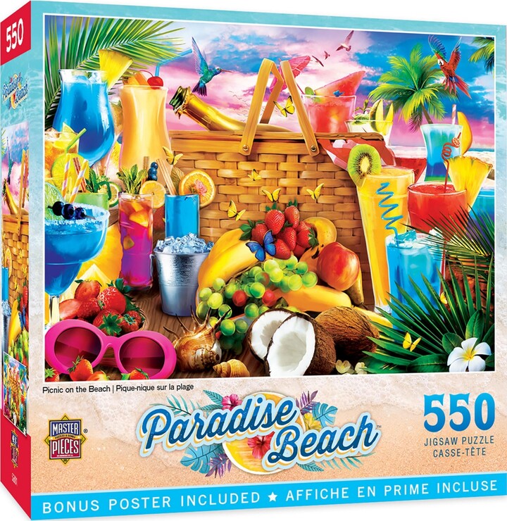 MasterPieces Puzzles Paradise Beach - Picnic on the Beach 550 Piece ...