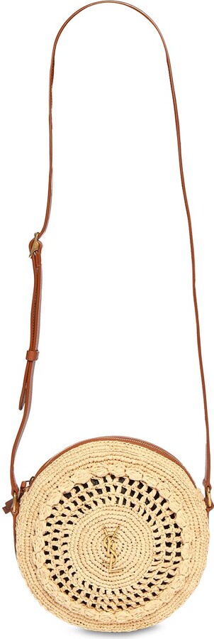Saint Laurent Round raffia shoulder bag - ShopStyle