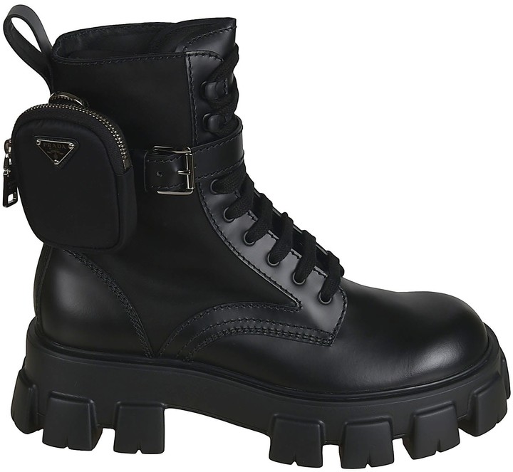 Prada Ankle Pouch Combat Boots - ShopStyle