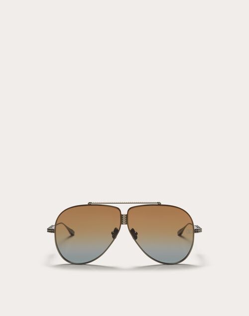 Valentino XVI - PILOT TITANIUM STUD FRAME unisex BLACK/ BROWN TO BLUE ...