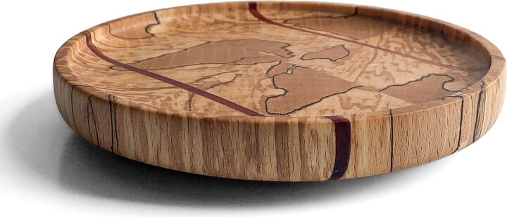 Mill & Mooch Neutrals Spalted Beech World Map Plate - ShopStyle Artwork