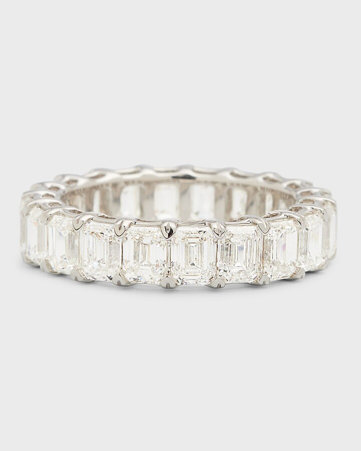 Neiman Marcus Diamonds 18K White Gold Emerald-Cut Diamond Eternity Band ...
