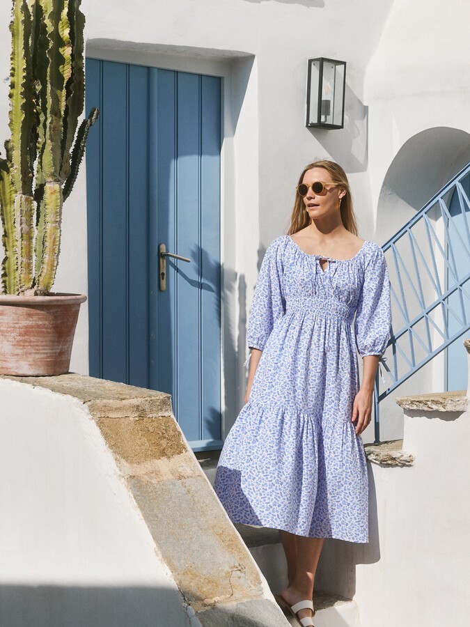 Pink City Prints Rah Rah Mid Dress - Cornflower Dahlia - ShopStyle