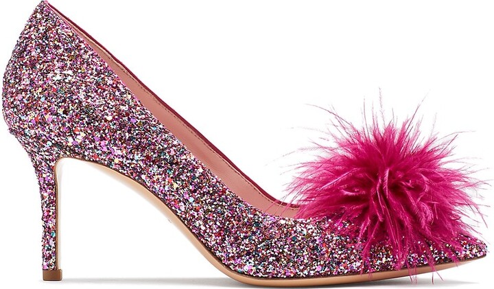 Kate Spade Marabou Glitter Embellished Pumps - ShopStyle