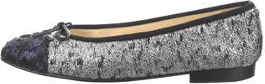 Chanel Interlocking CC Logo Tweed Ballet Flats - ShopStyle