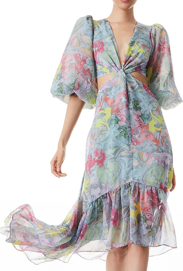 Alice + Olivia Katia Twist-Front Floral Cutout High Low Dress in Lola'S ...