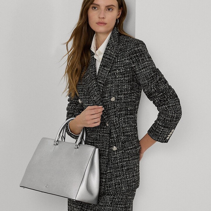 Lauren Ralph Lauren Ralph Lauren Crosshatch Leather Large Hanna Satchel ...