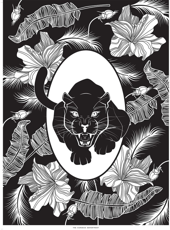 The Curious Department Elemental Panther Print Black & White ...