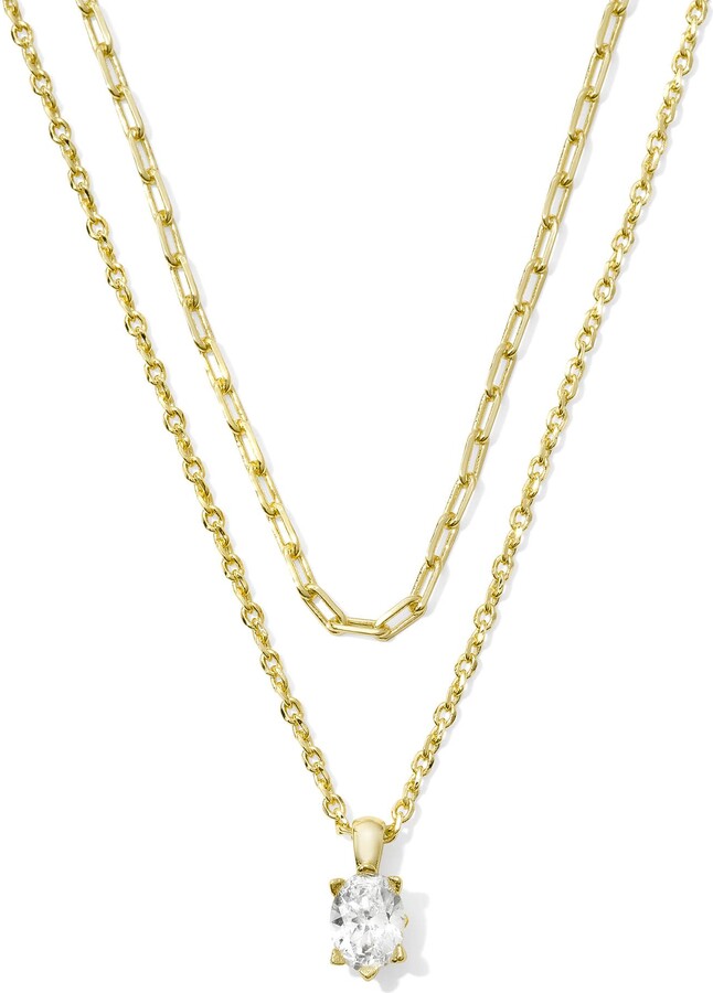 Kendra Scott Cailin Gold Multi Strand Necklace in White | Crystal ...