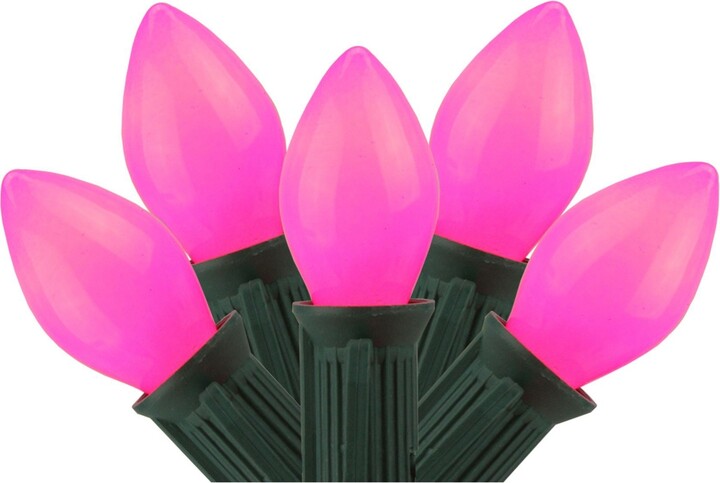 Northlight Set of 25 Opaque Pink C7 Christmas Lights 12" Spacing ...